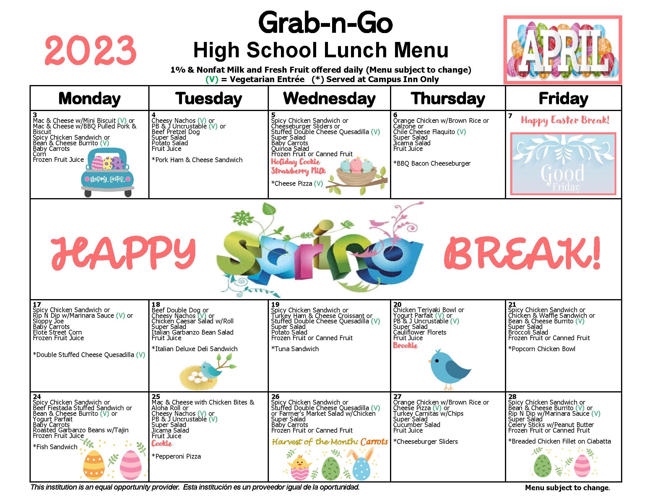 Menus – Nutrition Services – Montebello Unified School District