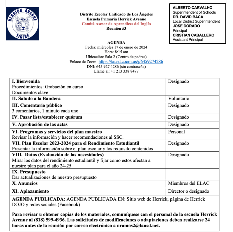 SAVE THE DATES FOR ELAC & SSC | Herrick Avenue Elementary