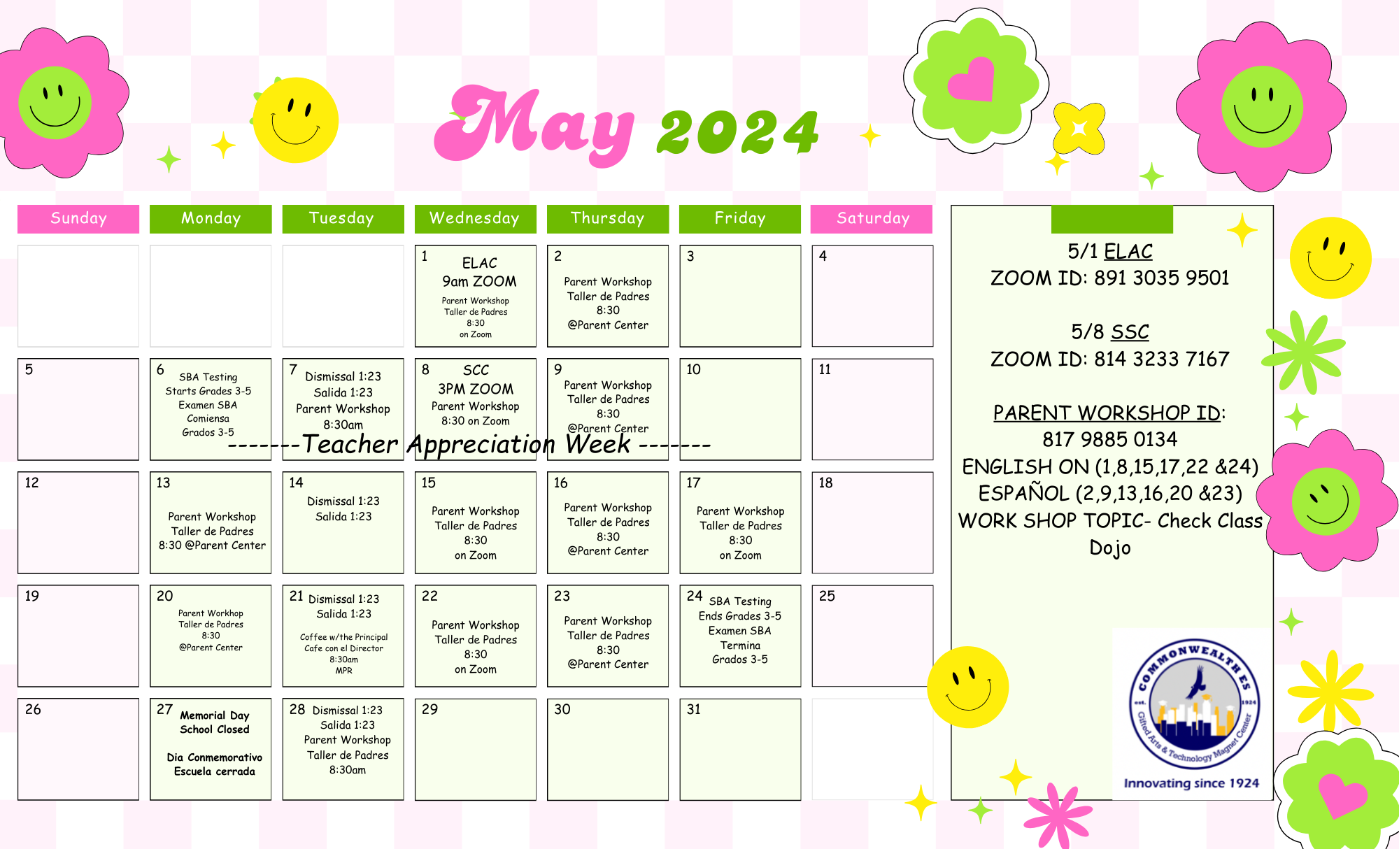 Calendars & Schedules – Our School – Commonwealth Avenue Elementary
