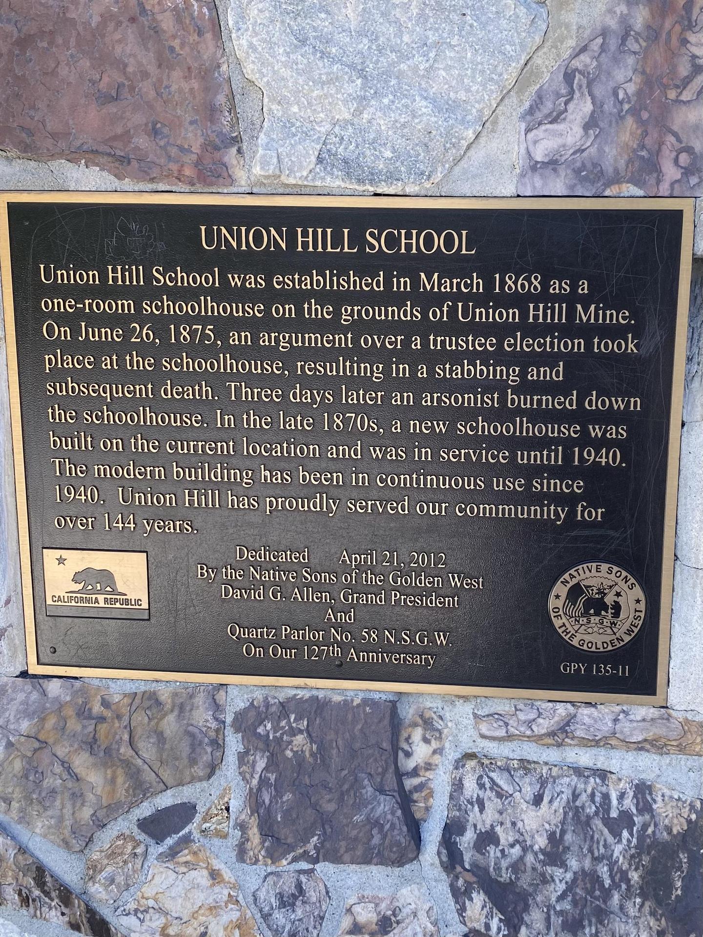 School History – One Campus - Two Schools – Union Hill Elementary School