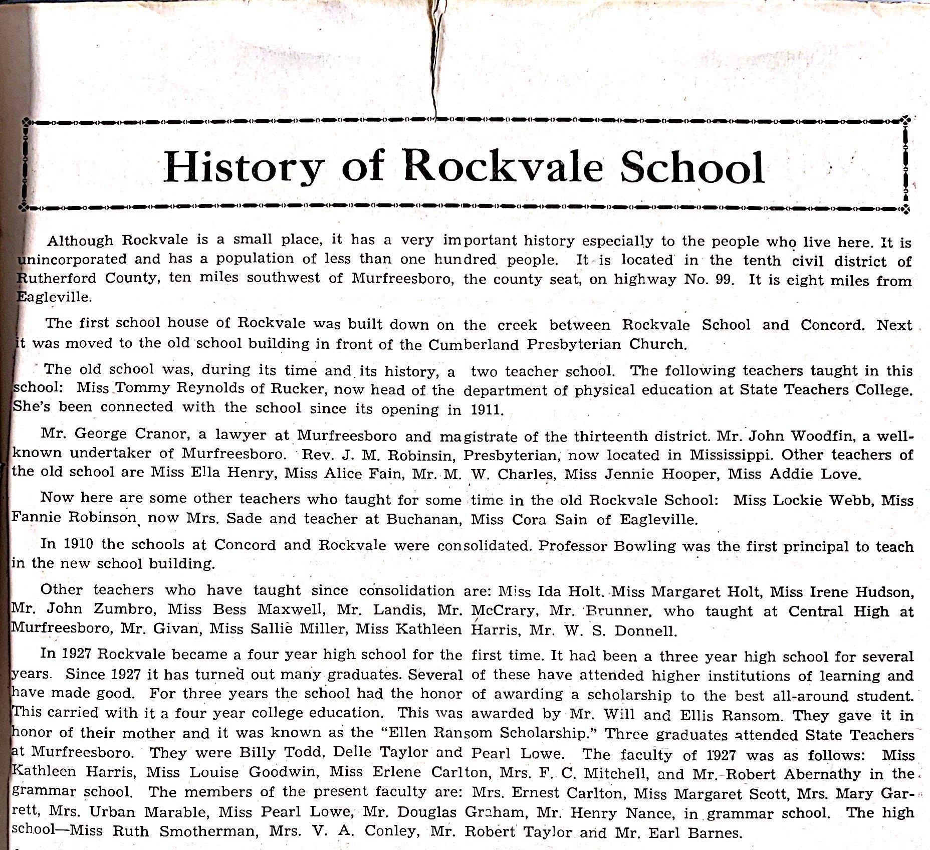 Remembering Rockvale – Alumni – Rockvale High School