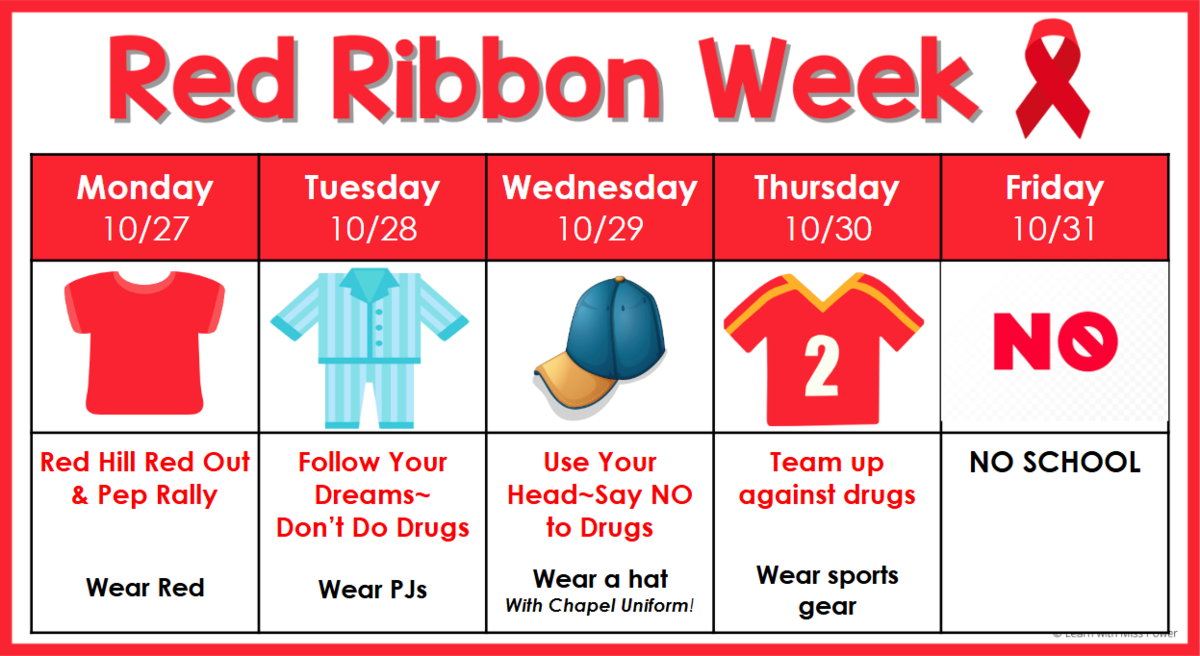 Red Ribbon Week October 27-31 – ASB – Red Hill Lutheran Church & School