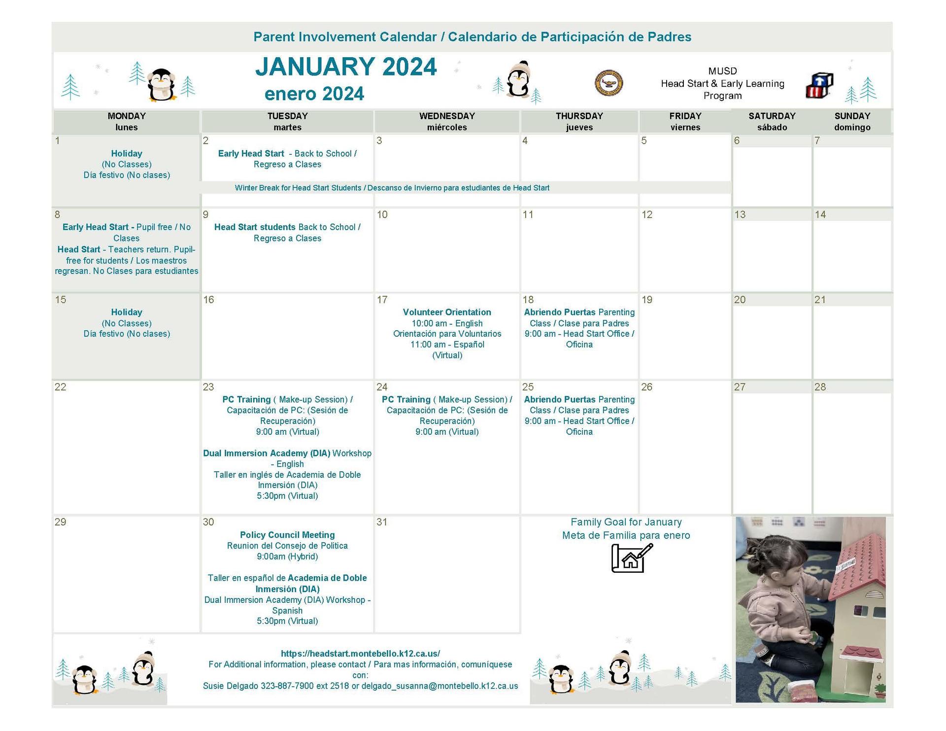 Parent Participation Calendar and Parent Events – Parents – Head Start ...