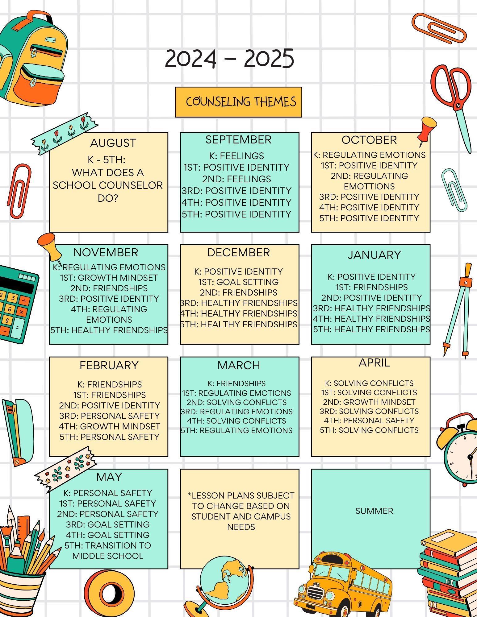Counseling Calendar – Primary Counseling – Meridian World School