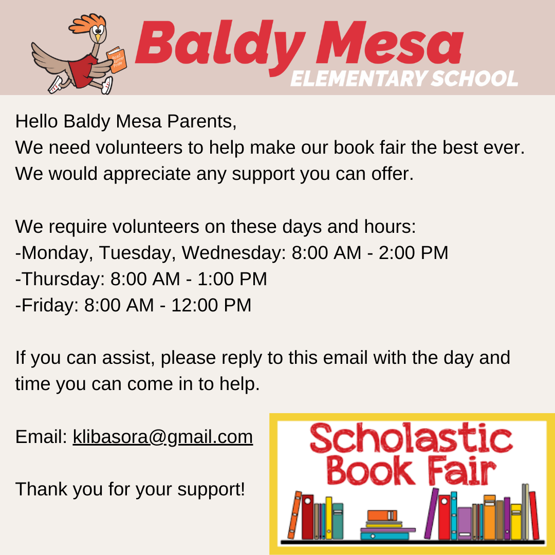 Calling All Our Volunteers- Help make our book fair the best ever ...