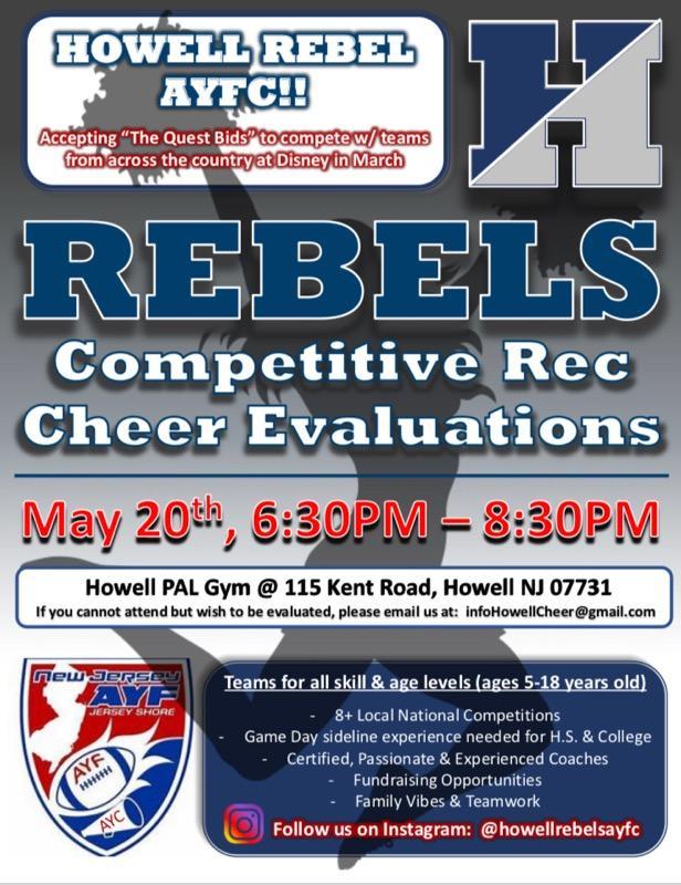 Howell 2019 AYFC Competitive Rec Cheer Evaluations | Howell Township ...
