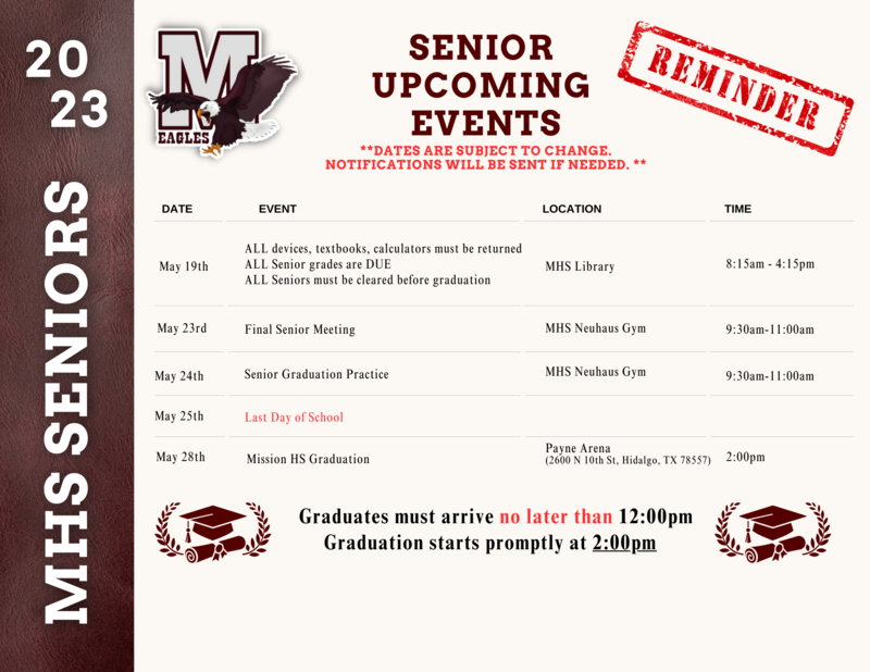 MHS Seniors Upcoming Events | Mission High School