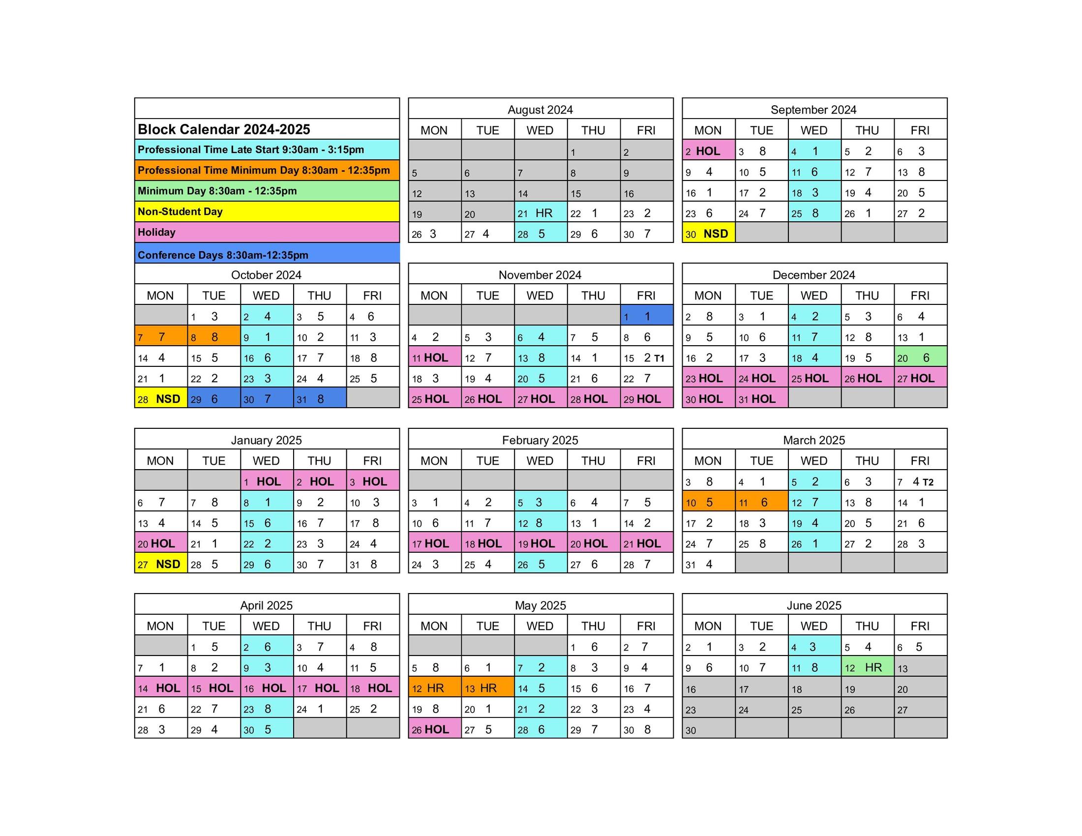 Block Calendar - Calendars - TWIN PEAKS MIDDLE SCHOOL