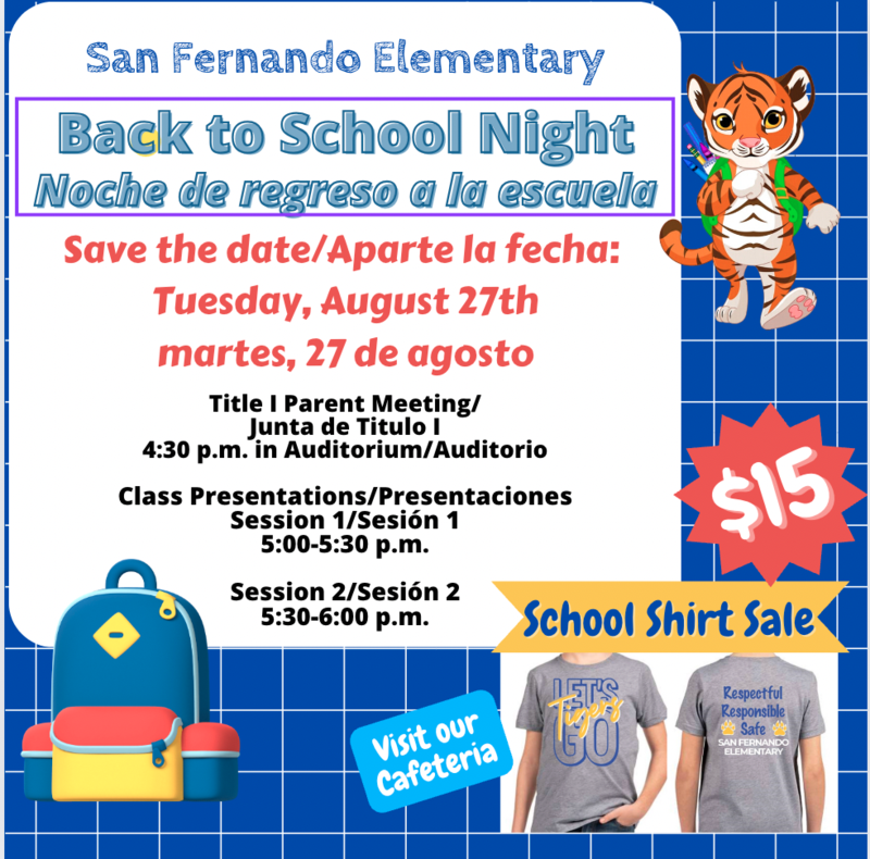 Back to School Night/ Noche de regreso a la escuela | San Fernando ...