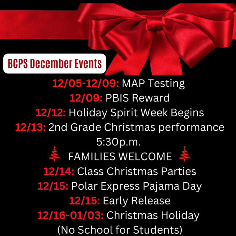 BCPS December Event Schedule Bacon County School District