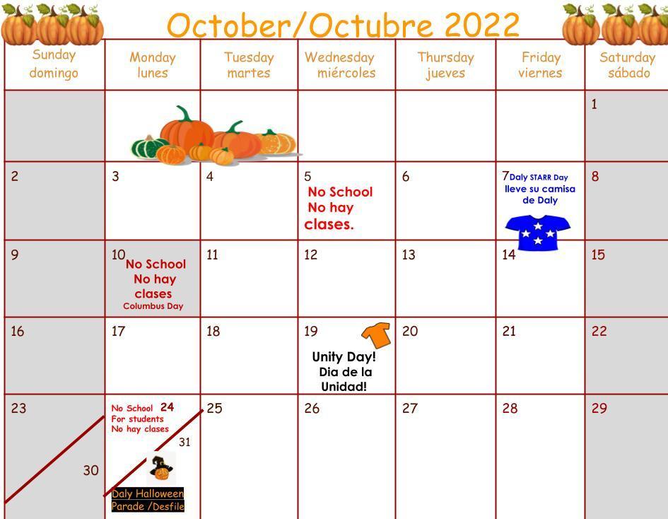 Pre-K Calendar - Pre-Kindergarten - John J. Daly Elementary School