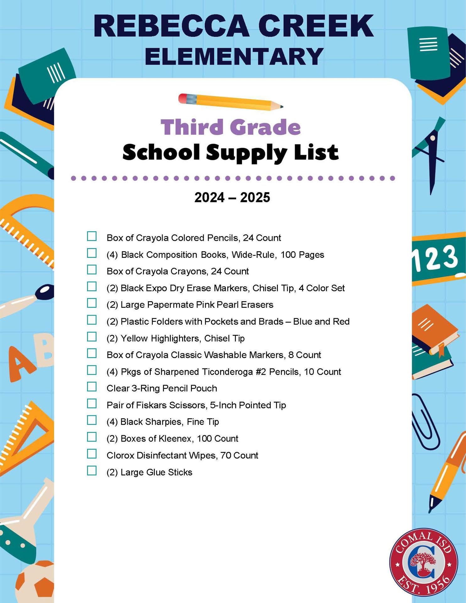 Rebecca Creek Elementary – School Supply Lists – Comal Independent ...