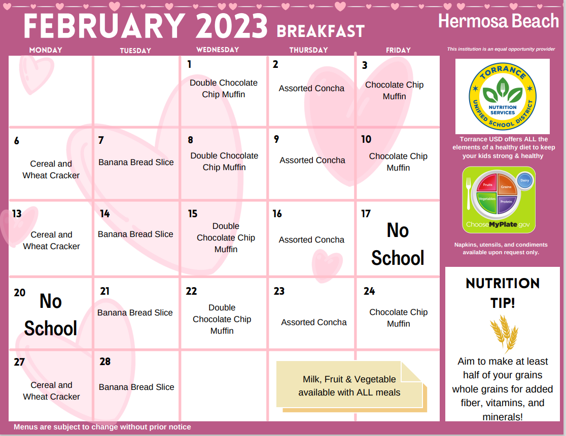 Menus – Food Services – Hermosa Beach City School District