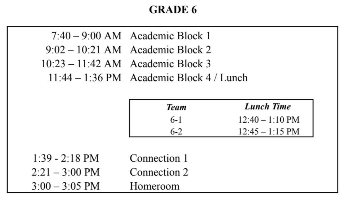 Schedule Sixth Grade Thomson McDuffie Middle Schedule Sixth Grade Thomson McDuffie Middle