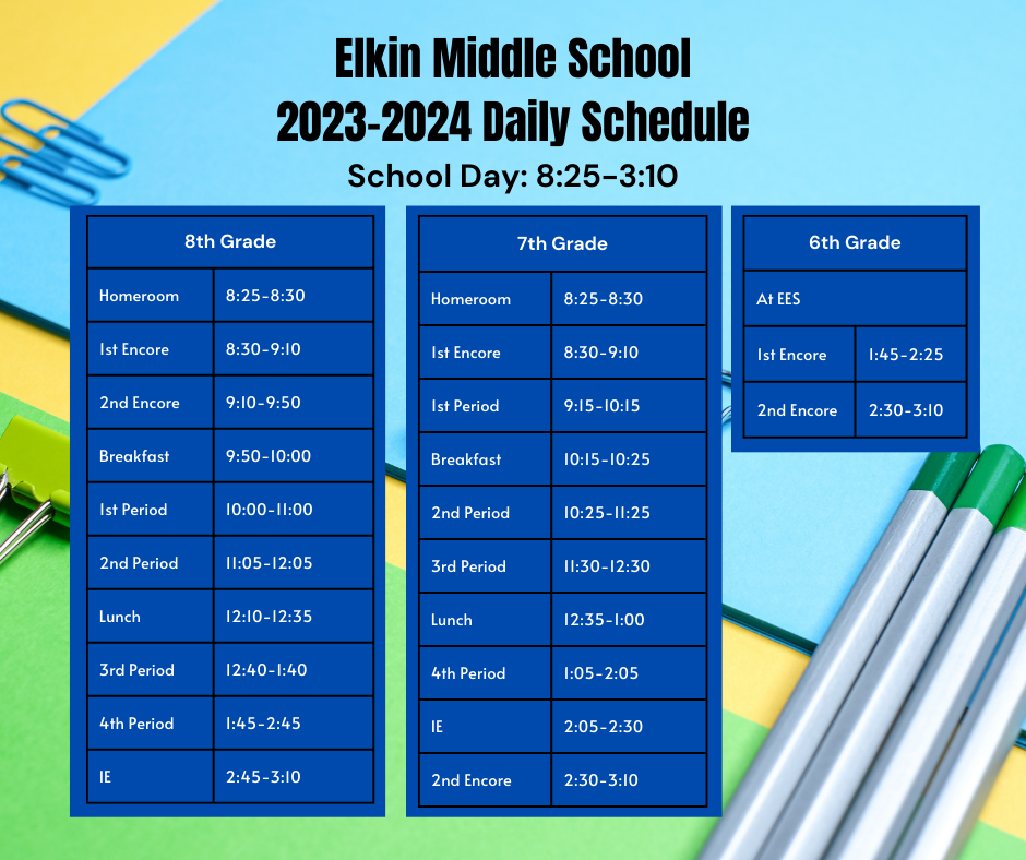 Current Daily Schedule – Schedules – Elkin Middle School