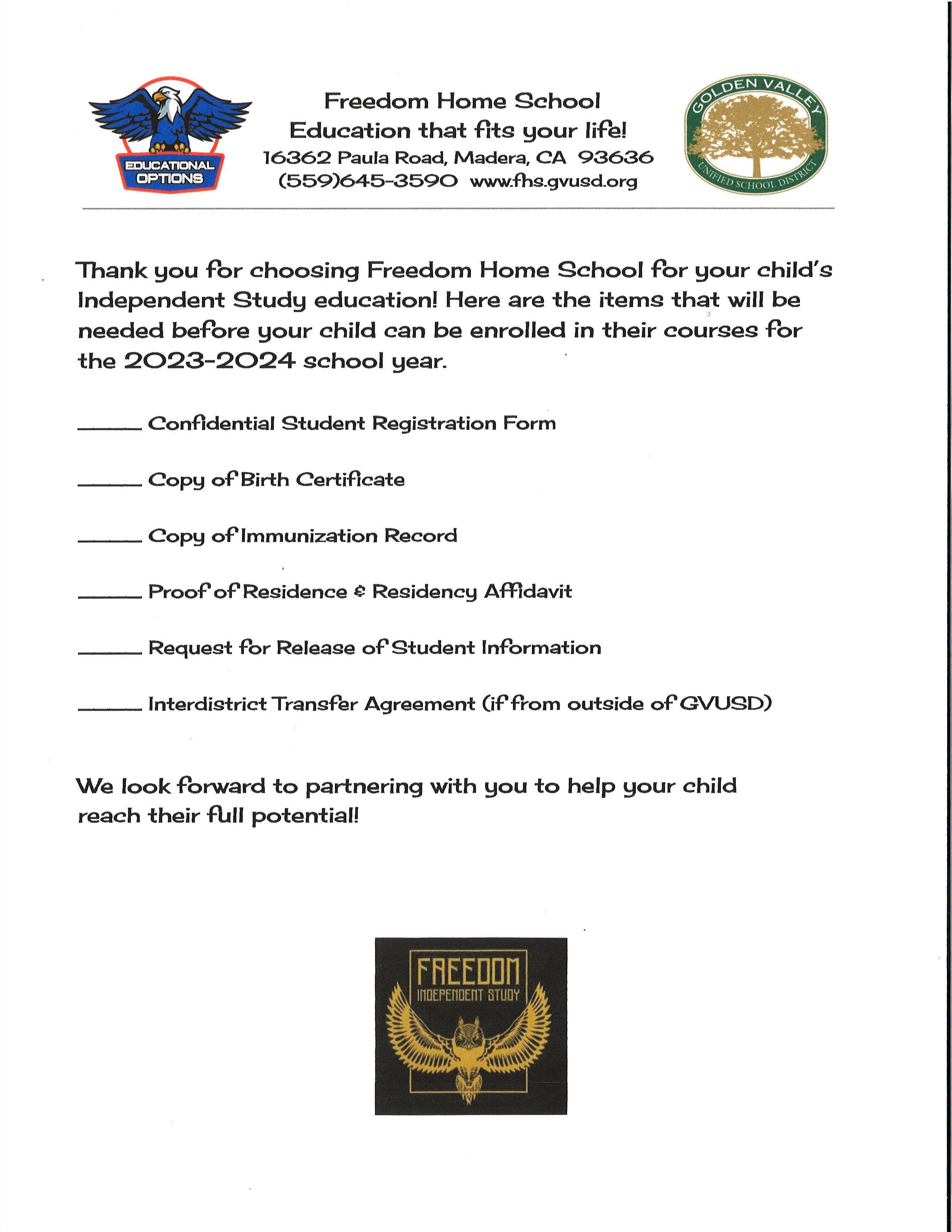 Registration Forms – Registration Forms – Freedom Home School