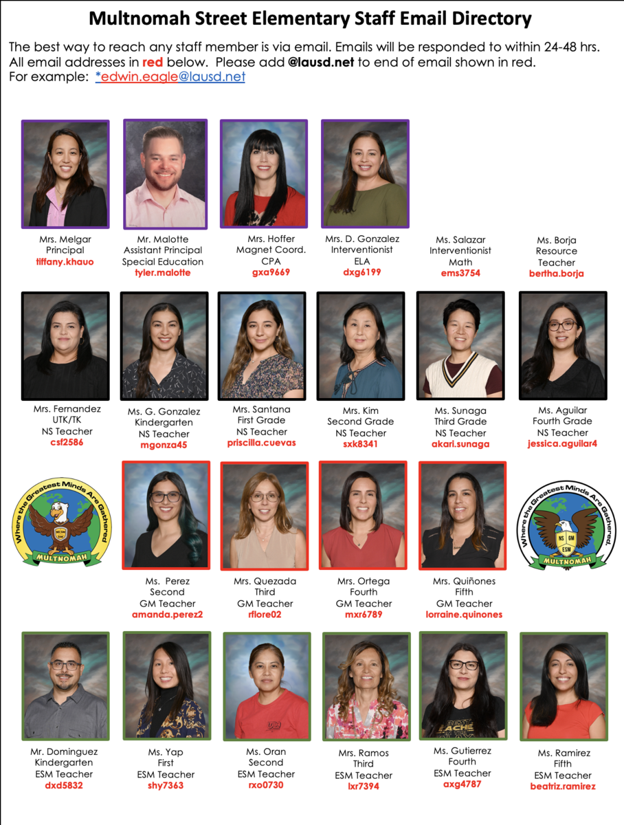 Parent Communication – Parent Handbook – Multnomah Street Elementary