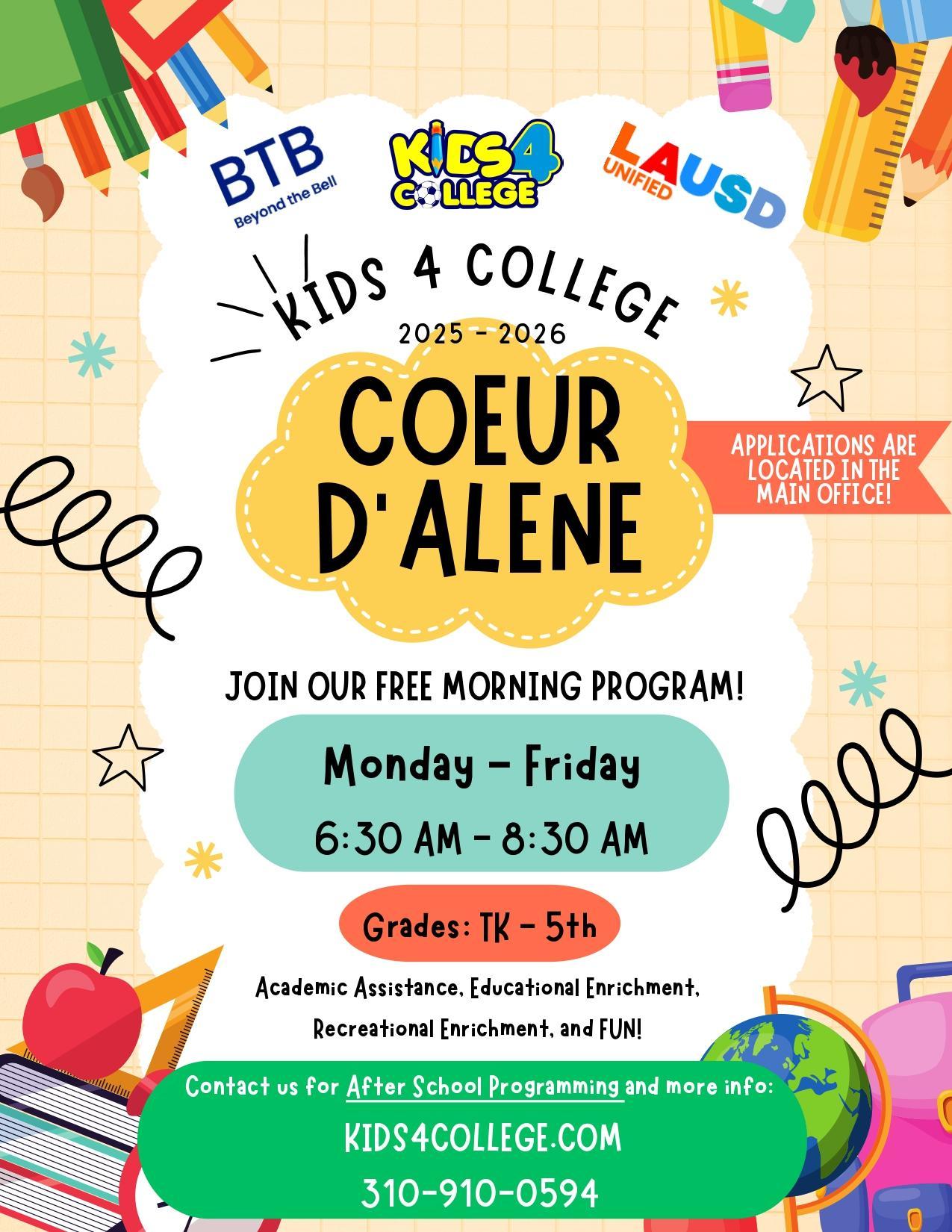 Before and After School Enrichment and Care – Programs Home – Coeur d ...