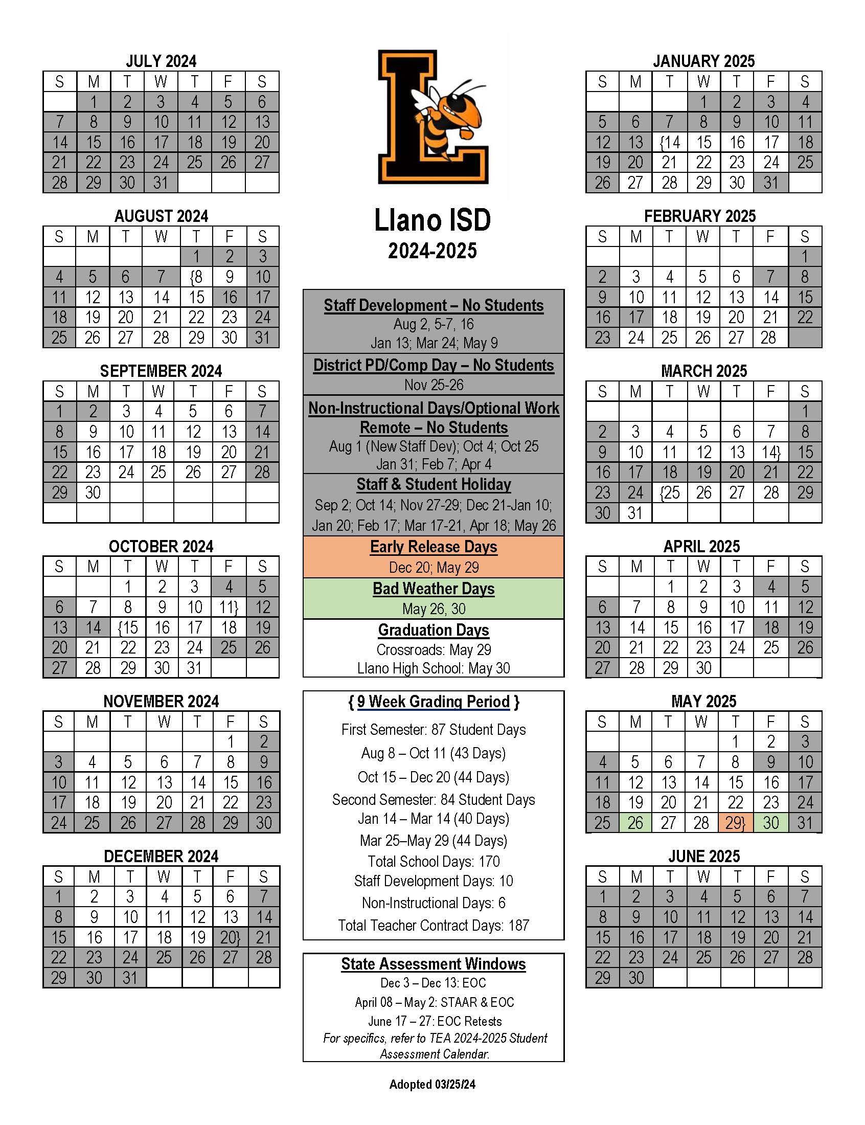 District Calendar – LISD District Calendar – Llano Independent School ...