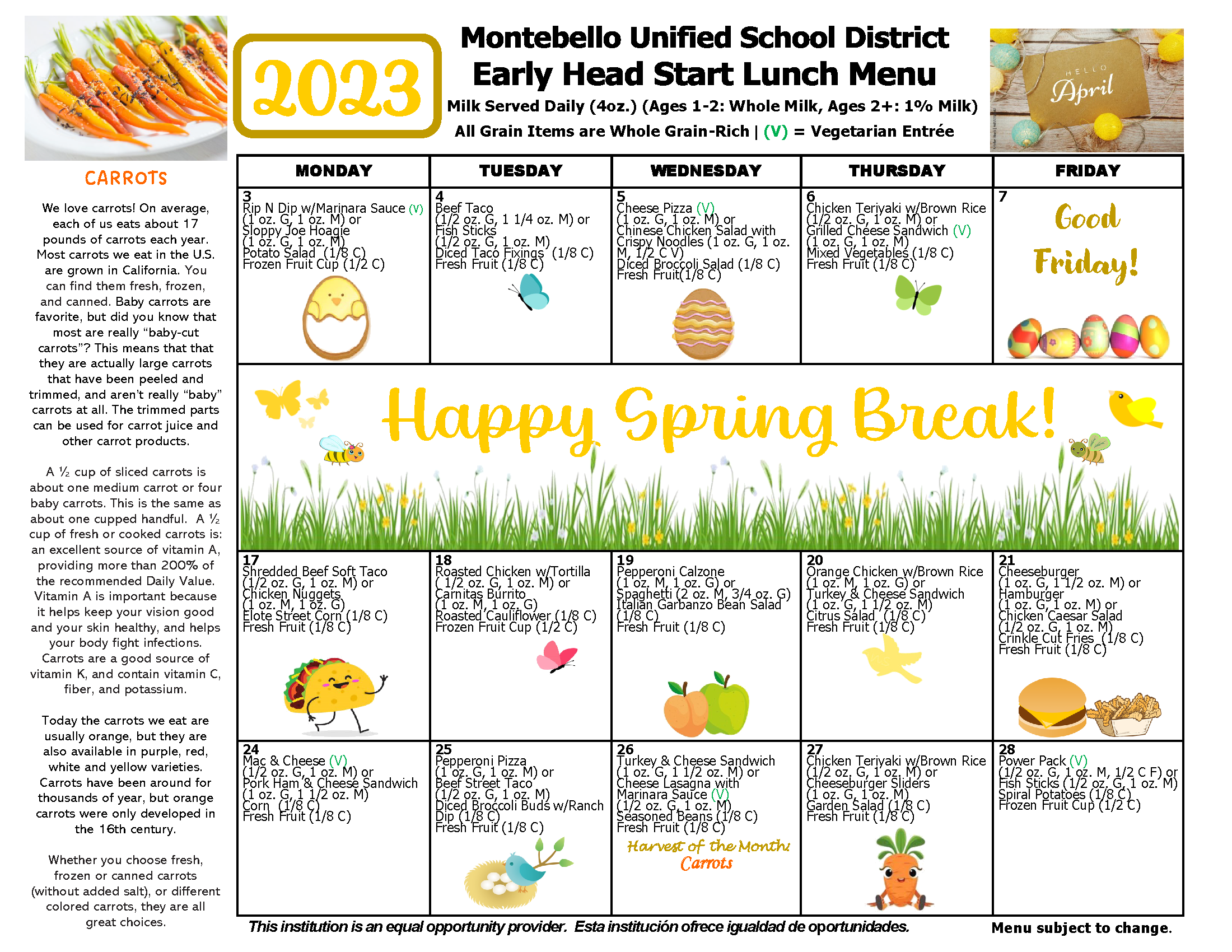 Menus – Nutrition Services – Montebello Unified School District