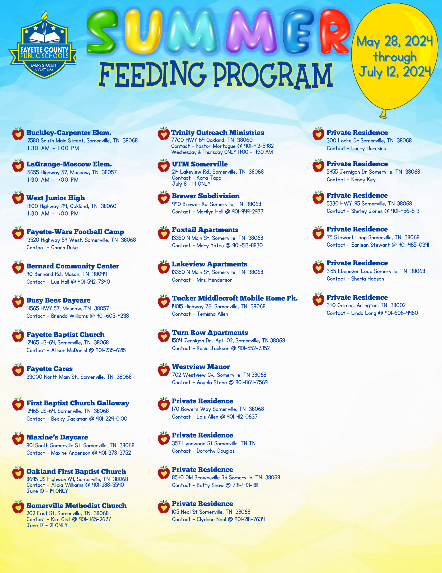 Summer Feeding Program Information – Summer Feeding Program – Fayette ...
