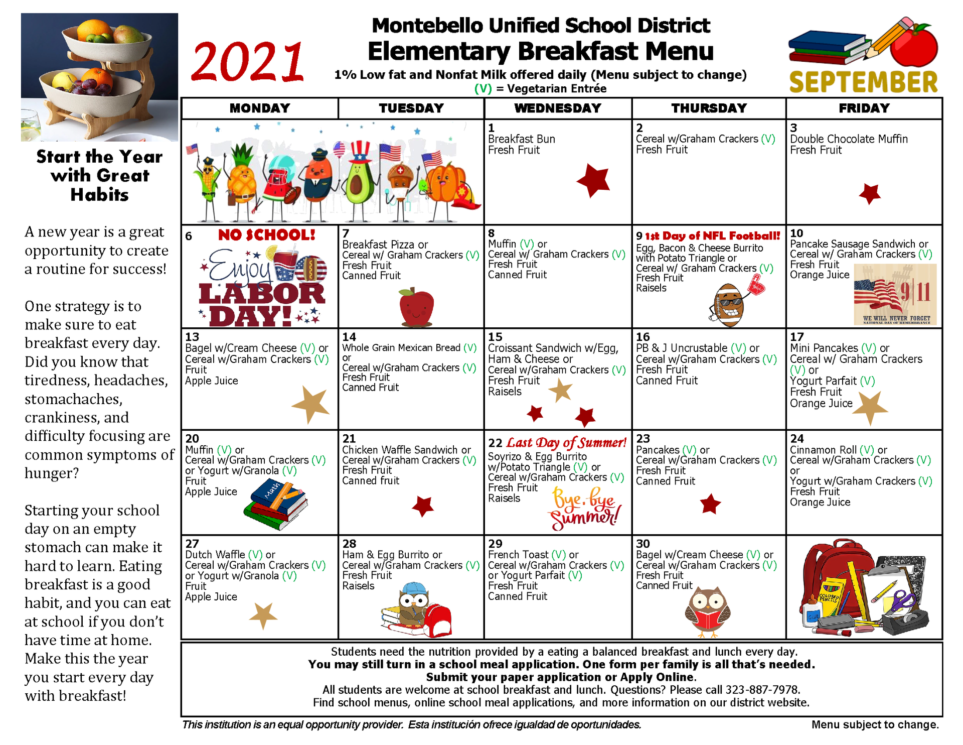 Menus – Nutrition Services – Montebello Unified School District