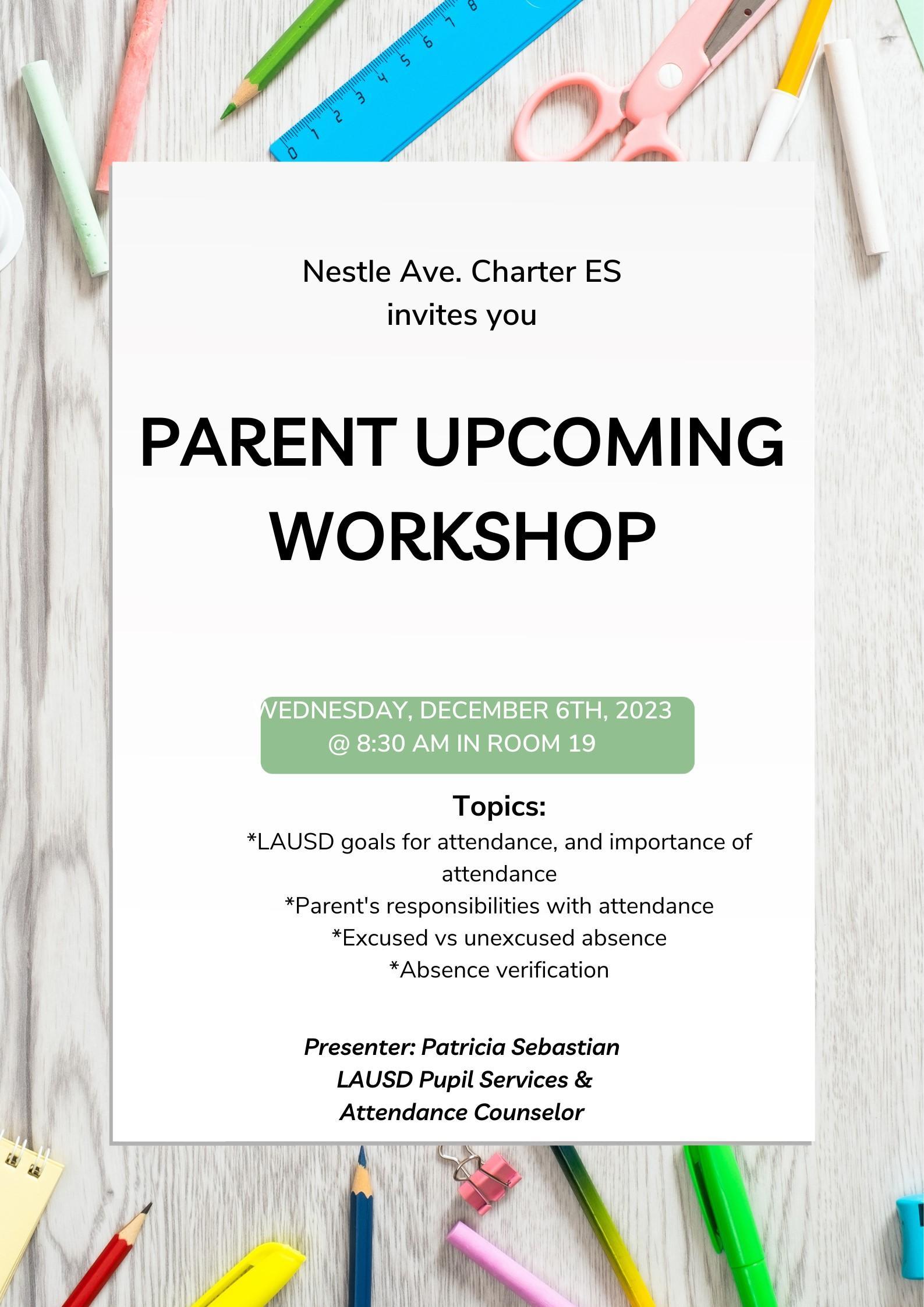 Parent Workshop | Nestle Avenue Charter Elementary