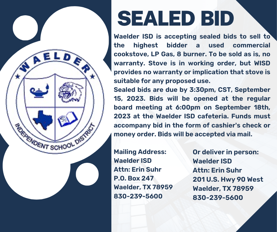 Media Release – Food Service – Waelder Independent School District