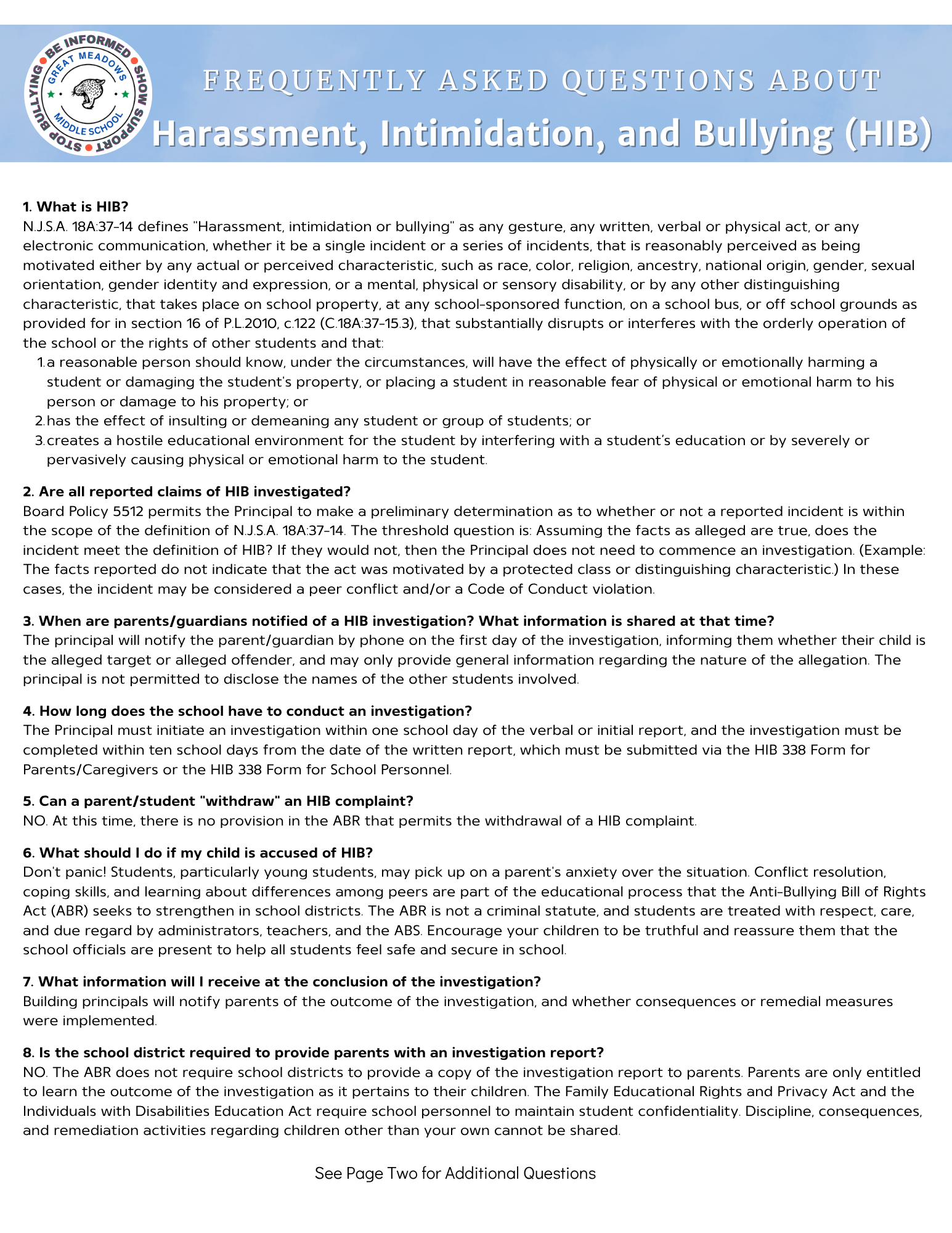 HIB Frequently Asked Questions – HIB Information – Great Meadows ...