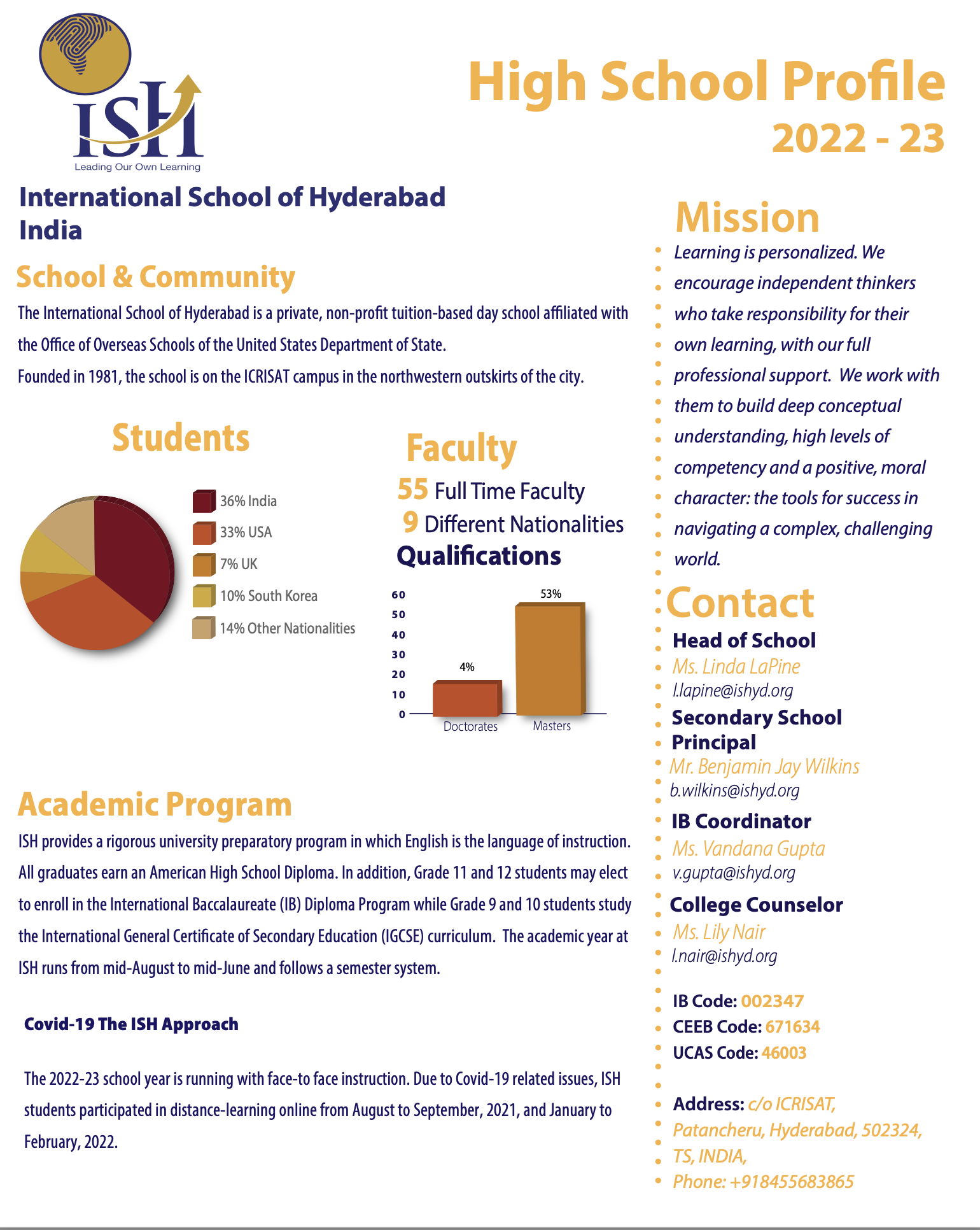 High School Profile – Secondary – International School of Hyderabad