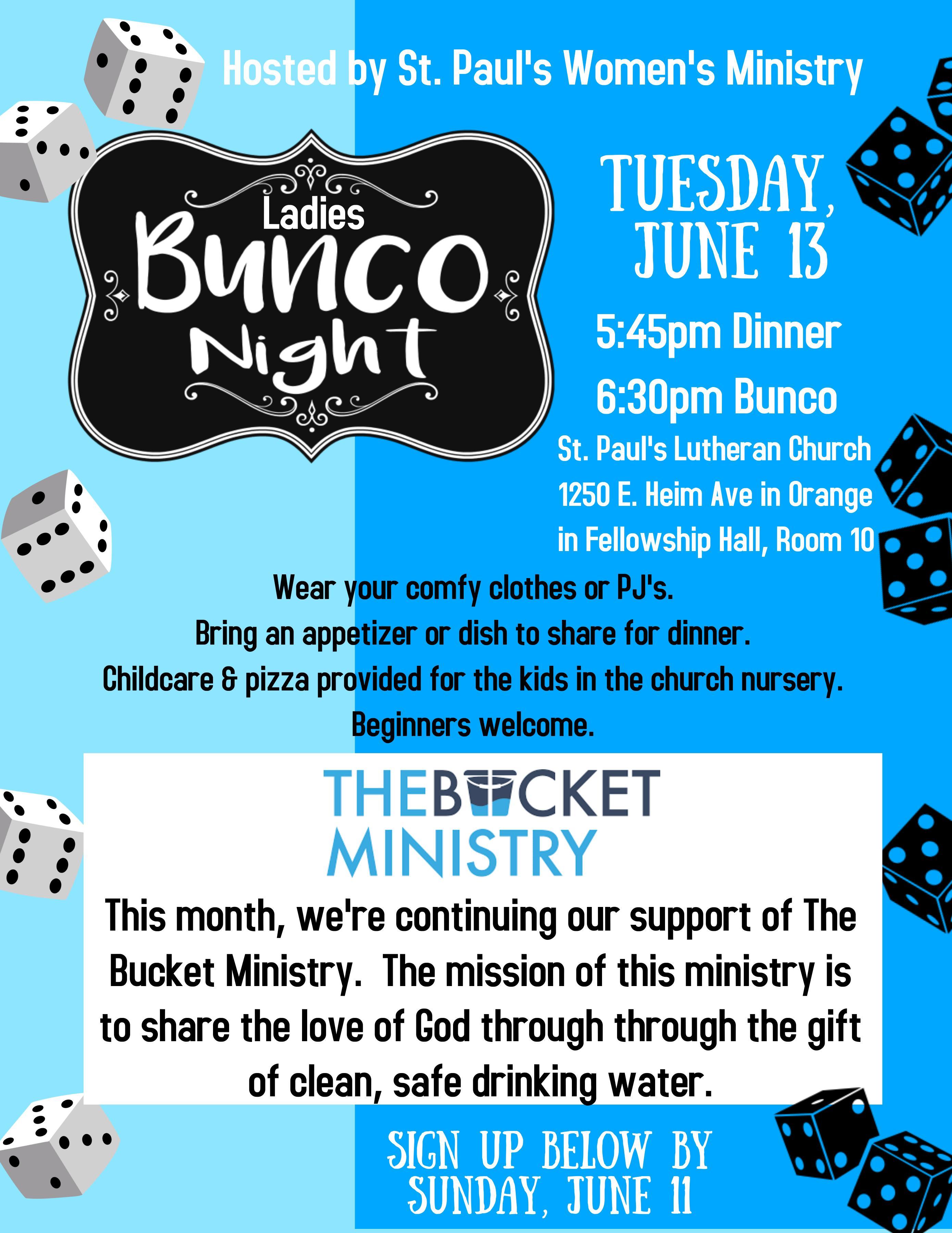 June Bunco – Women's Ministry – St. Paul's Lutheran Church