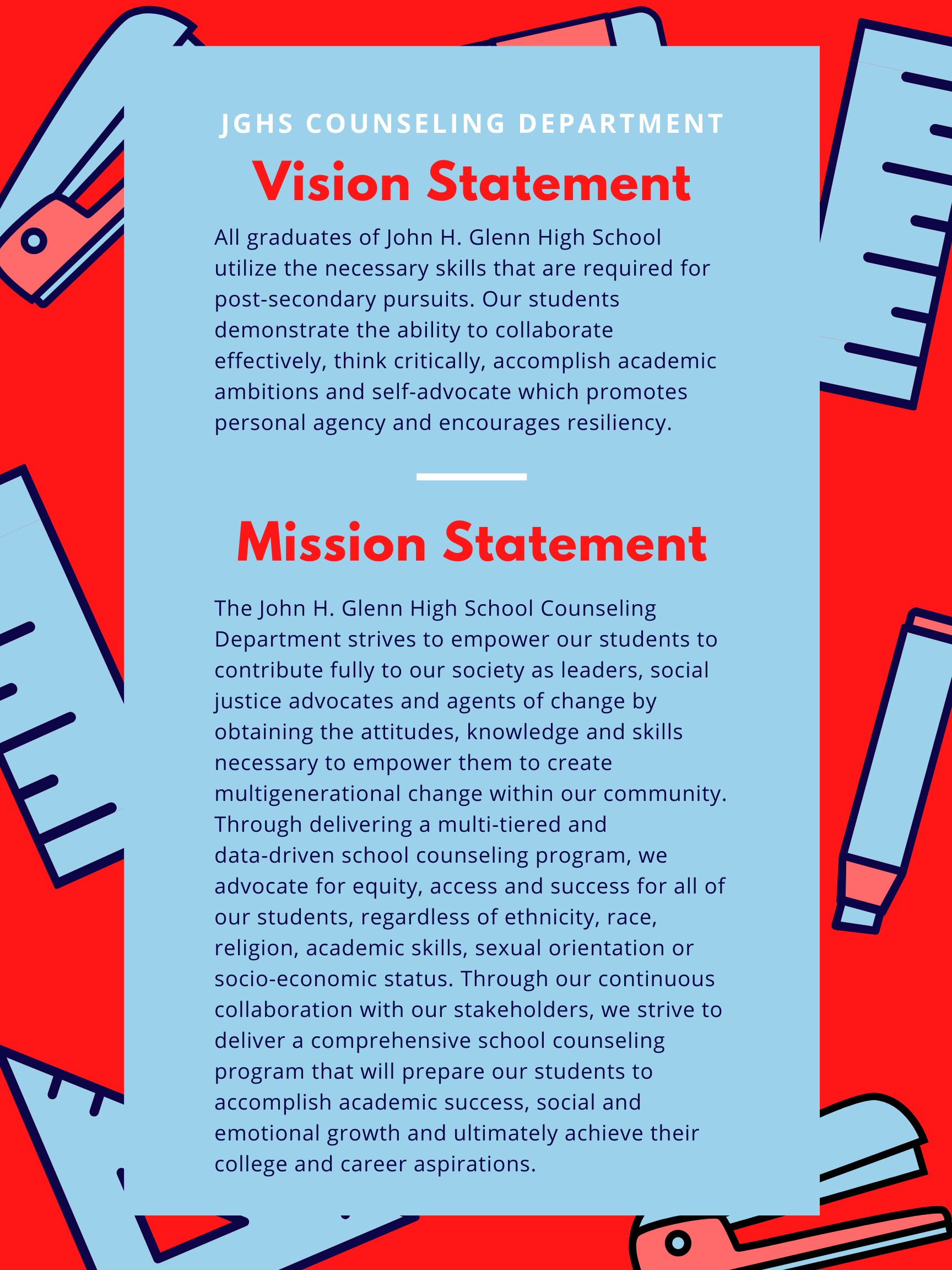Vision And Mission Statement Counseling Services John Glenn High School
