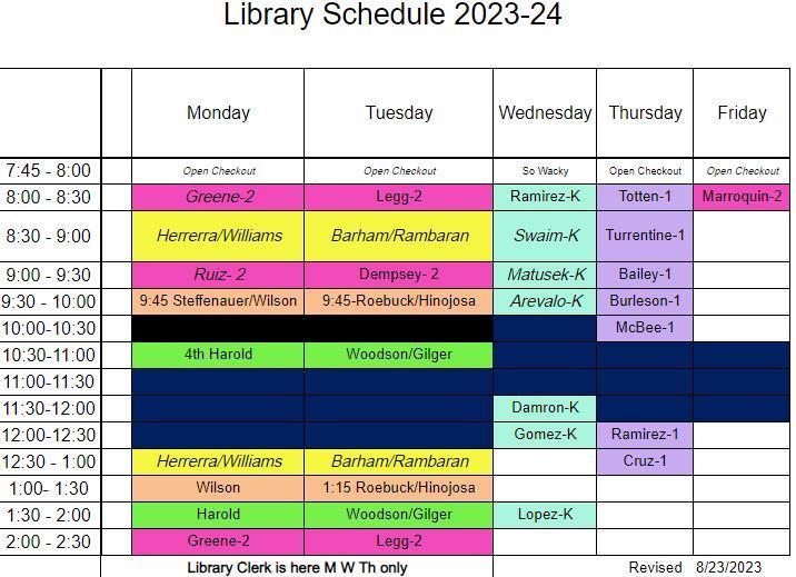 school library timetable