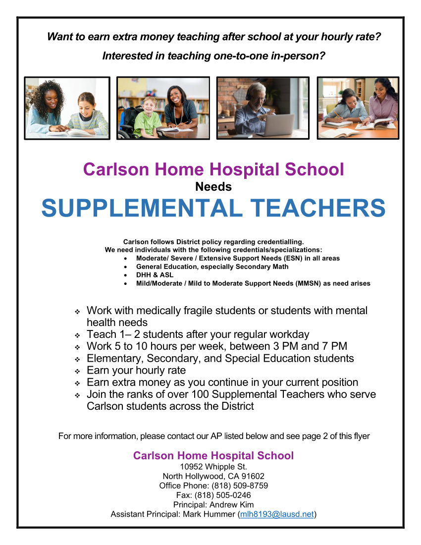 Are you an LAUSD teacher who would like extra pay to teach a student ...