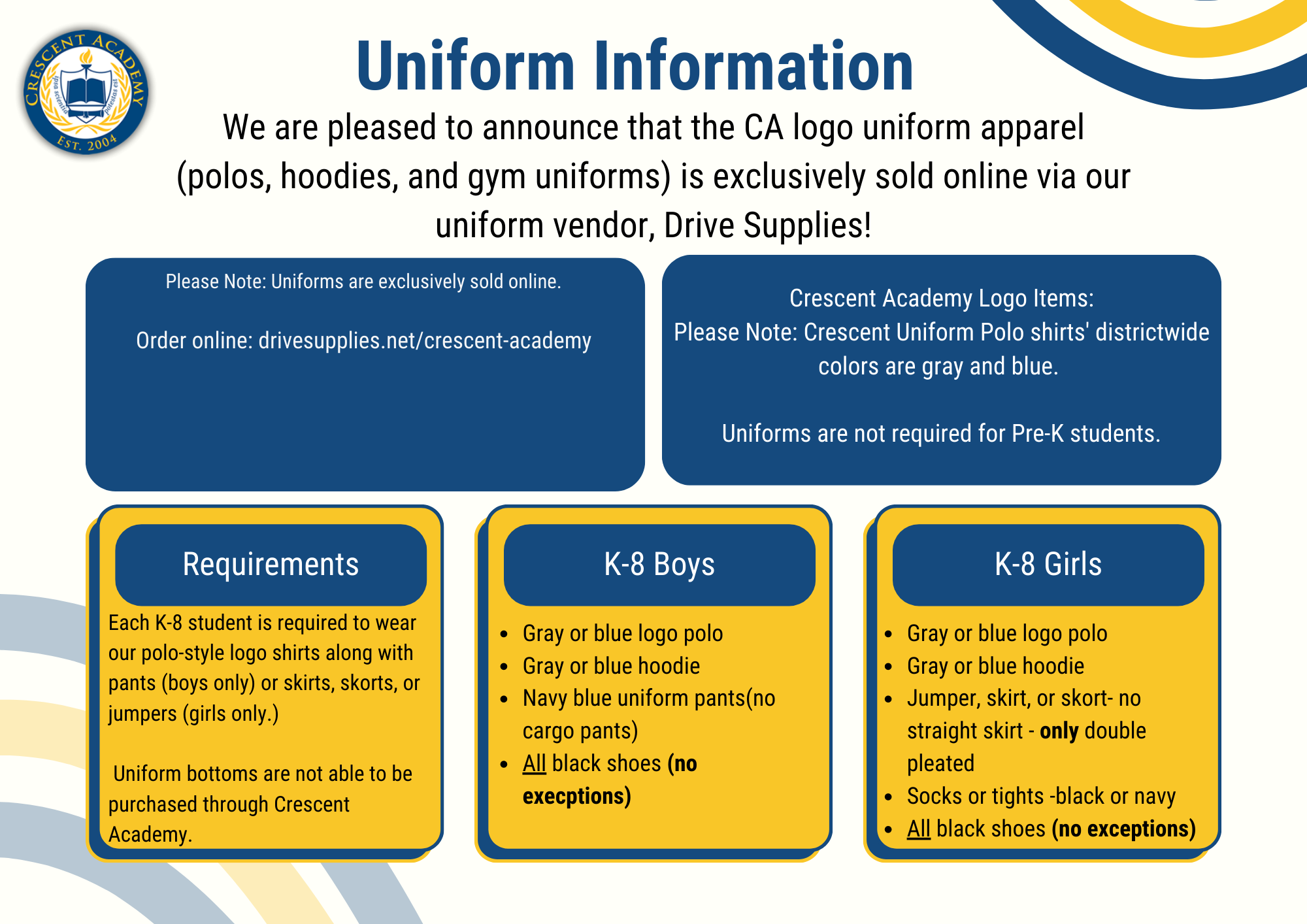 Uniforms - Departments - Crescent Academy