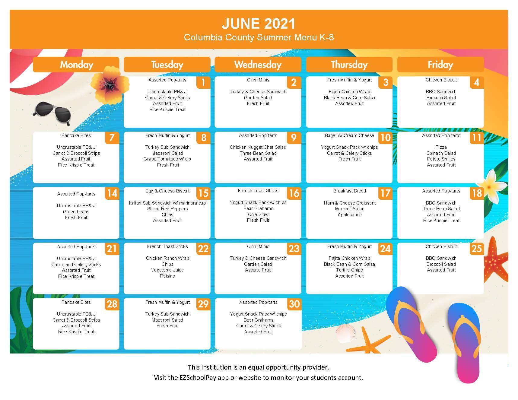 Menus – School Nutrition – Columbia County Schools