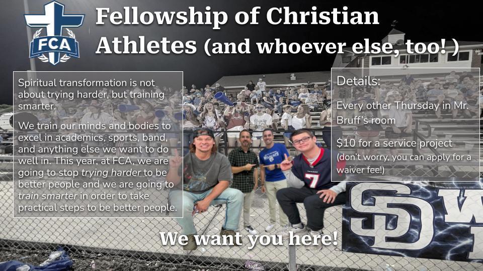 FCA (Fellowship of Christian Athletes) – Be involved! Join a club today ...