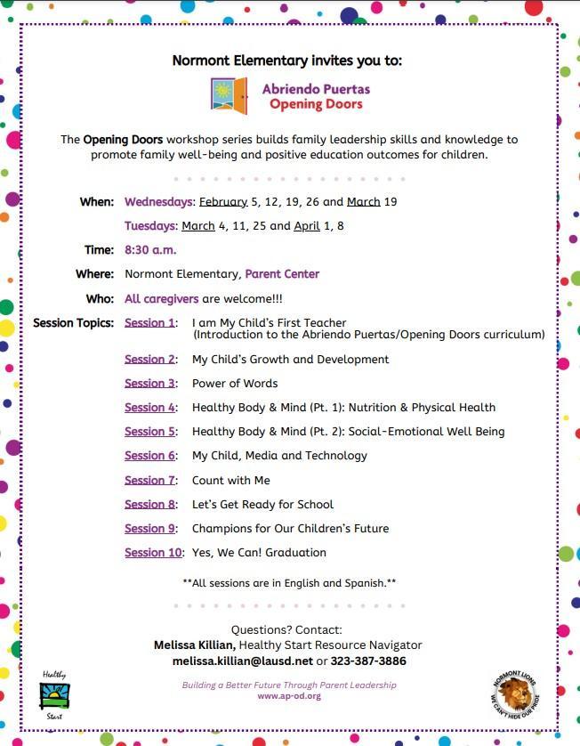 Healthy Start – Parents – Normont Elementary