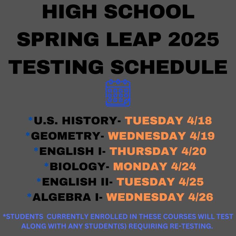 LEAP TESTING INFORMATION | West St. John High School