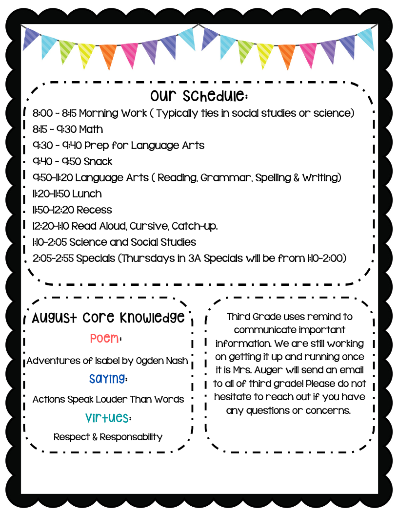 Newsletters – 3rd Grade – Benchmark Preschool & Elementary School