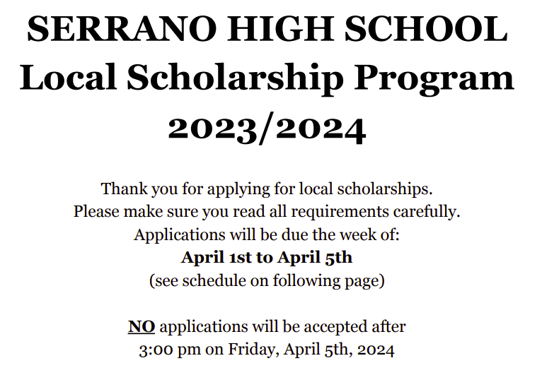 Scholarships - Main Nav - WIP - Serrano High School