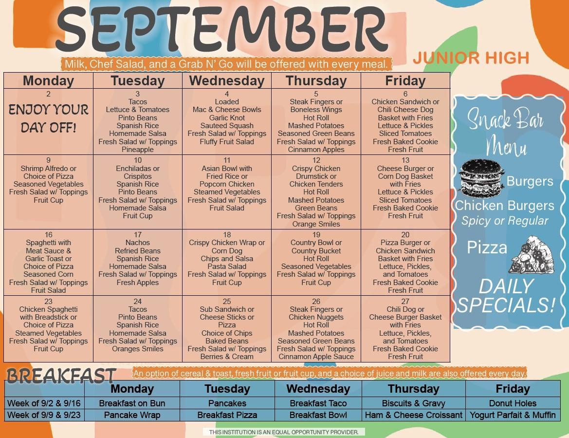 District Menus – Food & Nutrition – Llano Independent School District