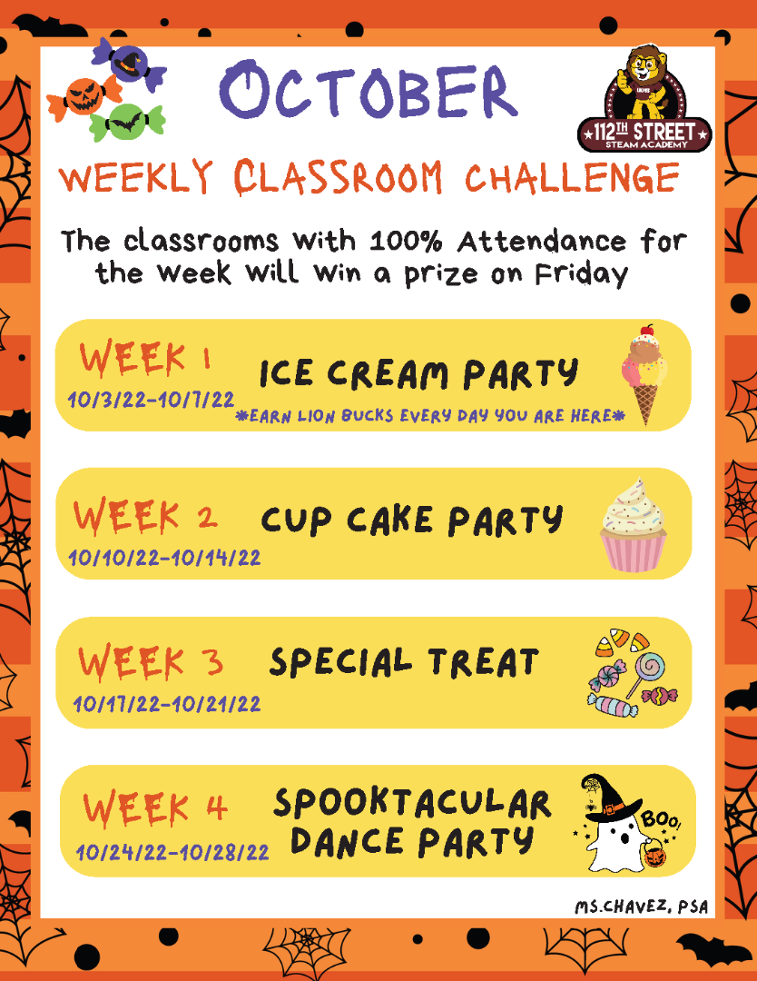 October Attendance – STUDENTS – 112th St. S.T.E.A.M. Academy