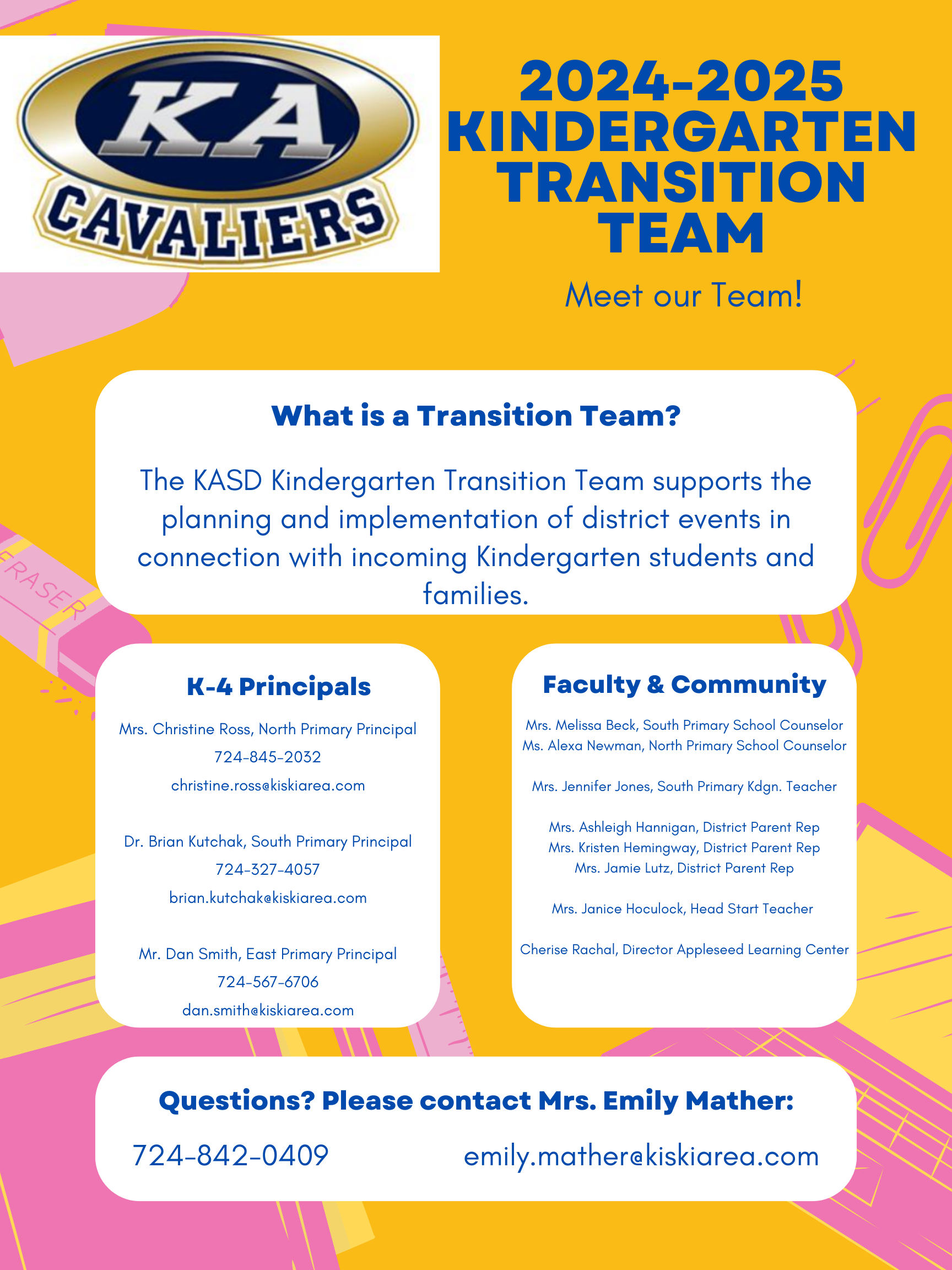 Transition Team Members – Kindergarten Transition – Kiski Area School ...