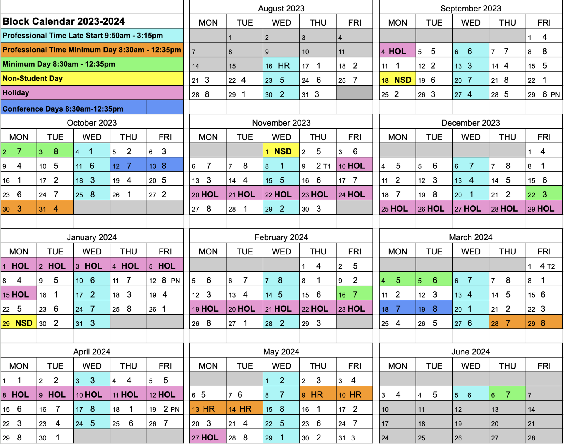 Block Calendar - Calendars - TWIN PEAKS MIDDLE SCHOOL