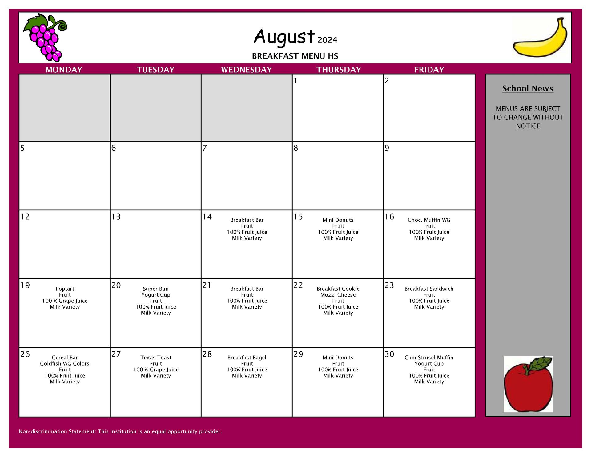 Lunch Menus – Lunch Menus – Vinton County Local School District