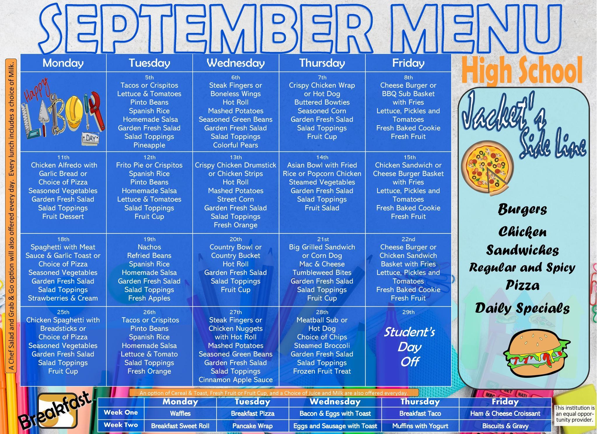 District Menus – Food & Nutrition – Llano Independent School District