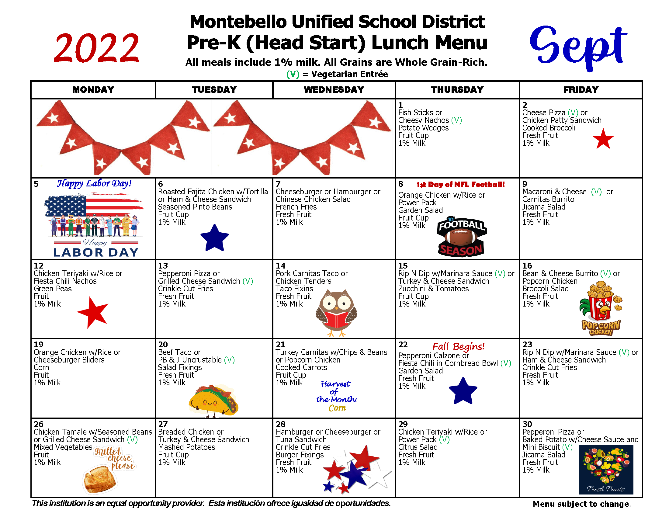 Head Start Food Menu Head Start Food Menu