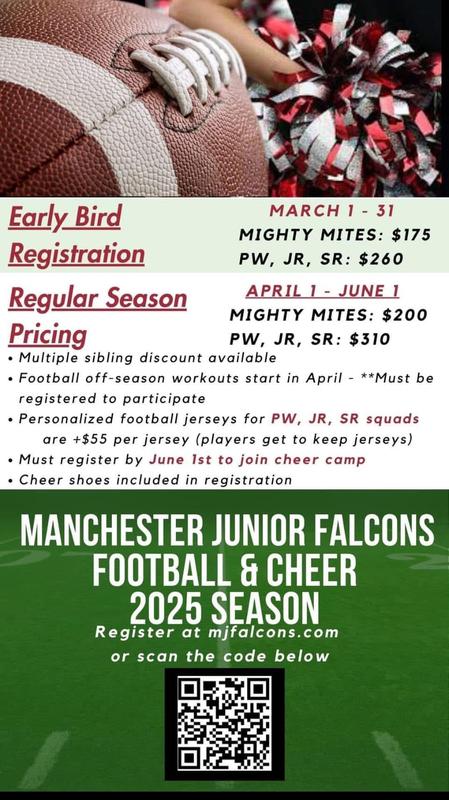**Manchester Junior Falcon Football and Cheer 2025 Registration ...