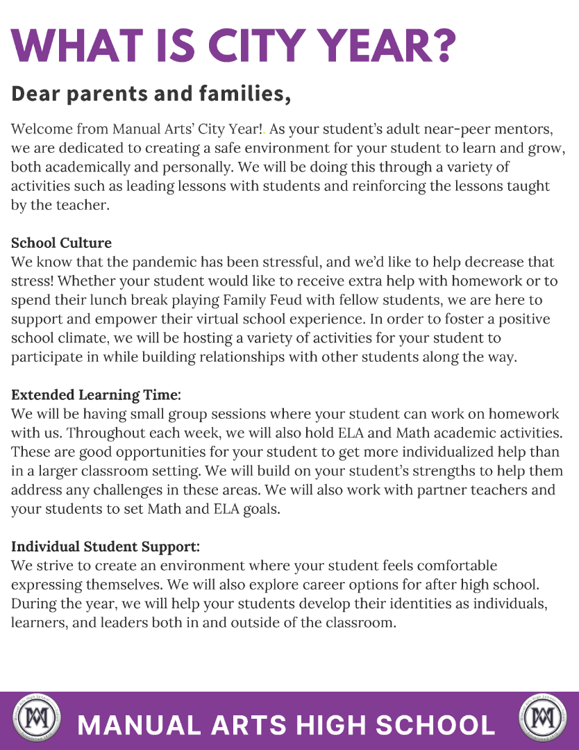 City Year – Student Activities – Manual Arts High School